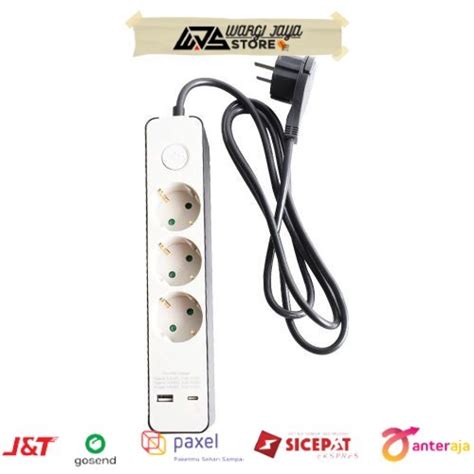 Jual Ace Krisbow Stop Kontak Socket Dengan Port Usb Type C Hitam Electric Socket Terminal