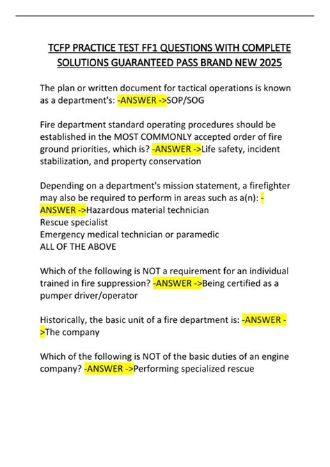 Tcfp Practice Test Ff1 Questions With Complete Solutions Guaranteed