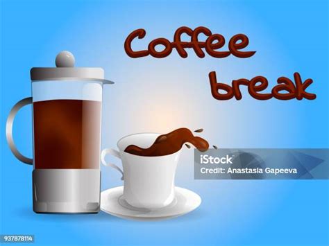 컵에 프랑스 언론 커피입니다 커피 휴식입니다 벡터 일러스트 레이 션 가득 찬에 대한 스톡 벡터 아트 및 기타 이미지 가득 찬 갈색 검은색 Istock