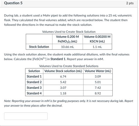 Solved Question 5 2 Pts During Lab A Babe Used A Mohr Chegg Com