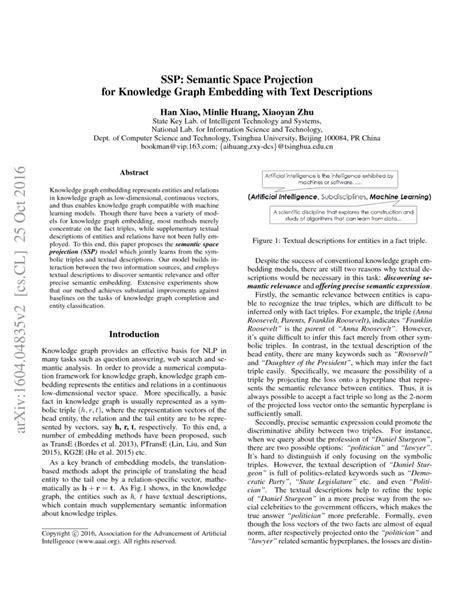 Ssp Semantic Space Projection For Knowledge Graph Embedding With Text