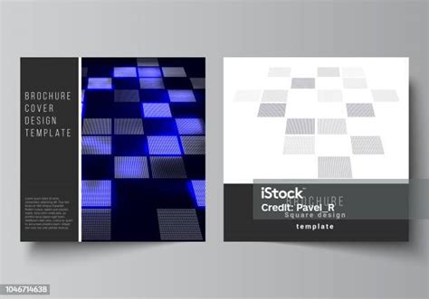 벡터 일러스트 레이 션의 두 편집 레이아웃의 사각형 디자인 브로셔 잡지 전단지 책자에 대 한 템플릿을 포함 한다 관점에서 추상 하이테크 배경입니다 미래 디지털 기술 배경