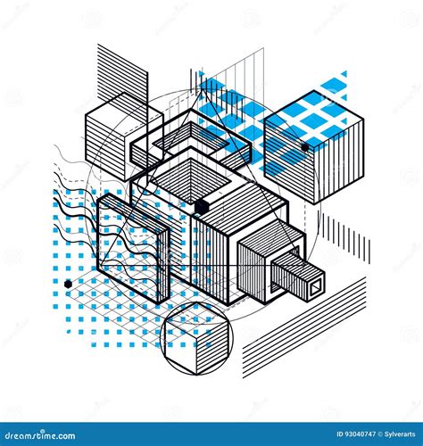 Isometric Abstract Background With Linear Dimensional Shapes Vector 3d Mesh Elements