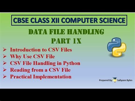 CSV Files In Python Data File Handling Part CBSE Class Computer Science Python