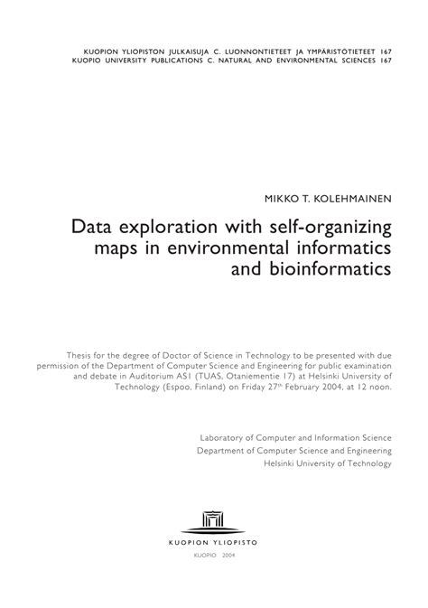 Pdf Data Exploration With Self Organizing Maps In Environmental