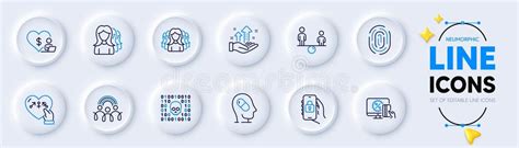 Binary Code Genders And Women Headhunting Line Icons For Web App