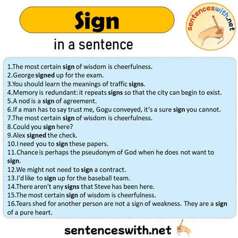 Sign In A Sentence Sentences Of Sign In English Sentenceswithnet