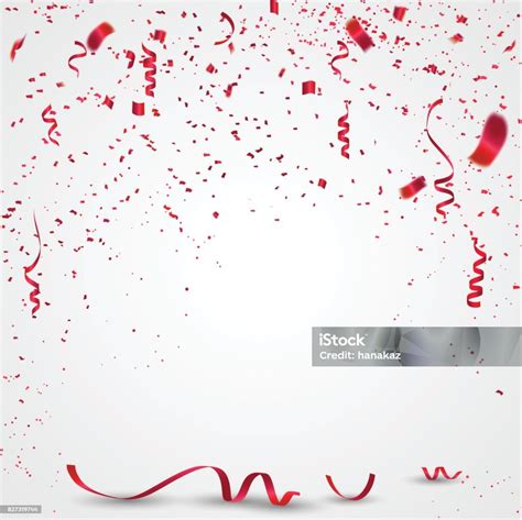 색종이와 레드 리본 축 하 배경 템플릿입니다 벡터 일러스트 레이 션 기념일에 대한 스톡 벡터 아트 및 기타 이미지 기념일 밝은 빛 벡터 Istock