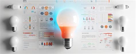 Creative Layout Featuring Light Bulbs And Data Visualizations For Innovation And Technology
