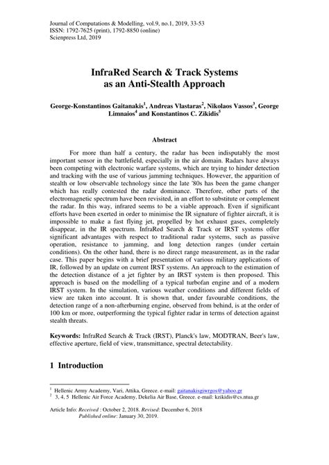 Pdf Infrared Search And Track Systems As An Anti Stealth Approach