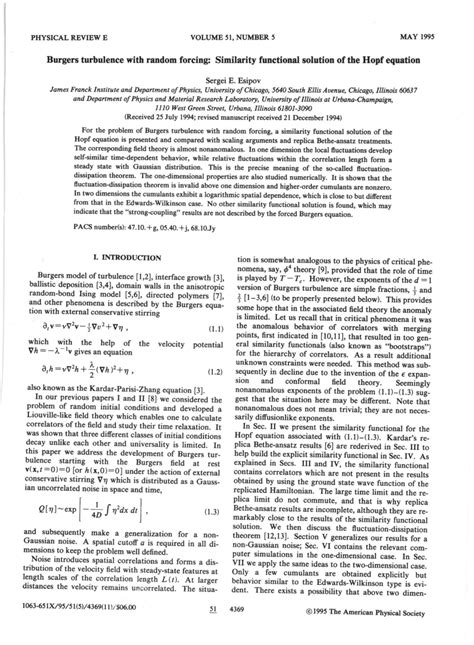 Pdf Burgers Turbulence With Random Forcing Similarity Functional