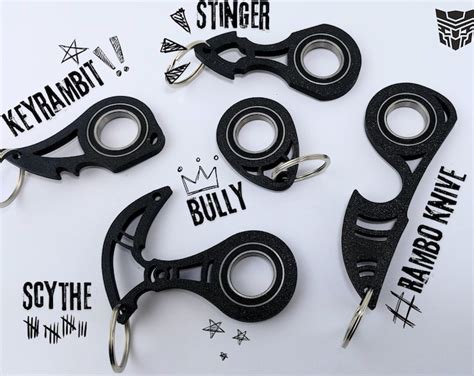 Keyrambit Keychain Spinner 3d Printed Fidget Toy With Ball Bearing Etsy