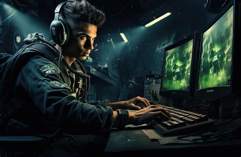 Premium Photo Hacker Using Computer In The Dark Room