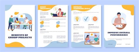 Group Projects Flat Vector Brochure Template Booklet Leaflet Printable Flat Color Designs