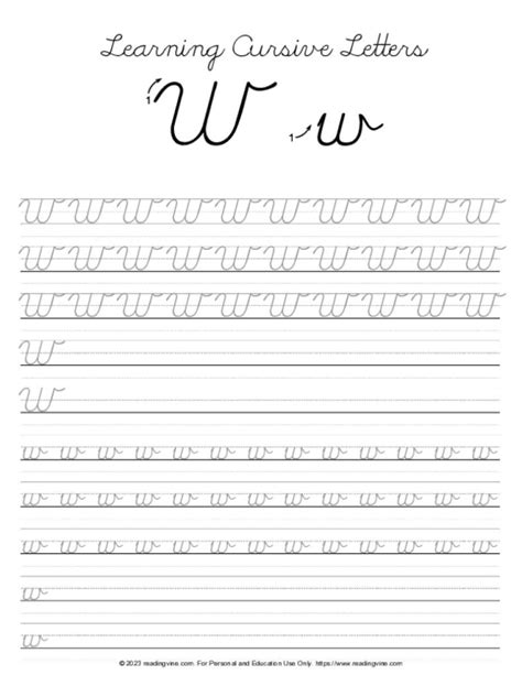 Cursive Letter W Tracing Image Readingvine