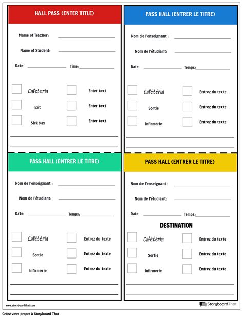 Storyboard That Laissez Passer Imprimables Gratuits Pour Les Salles