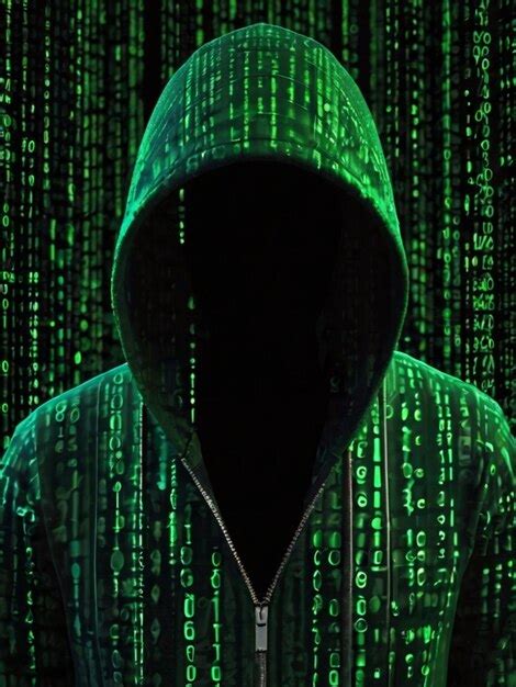 Cyber Security Hacker With Binary Background Premium Ai Generated Image