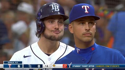 Josh Lowe On First Base Doing His Best To Annoy His Big Bro Nathaniel R Basebaww