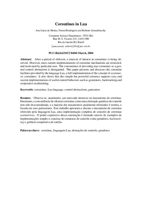 Pdf Coroutines In Lua