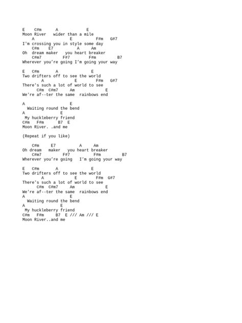 Moon River E Major Pdf