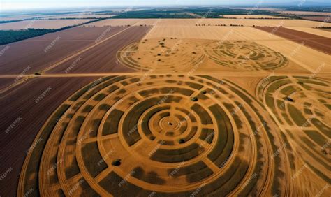 Premium Ai Image A Circular Crop Circle In A Field Of Wheat