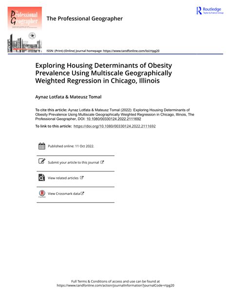 Pdf Exploring Housing Determinants Of Obesity Prevalence Using
