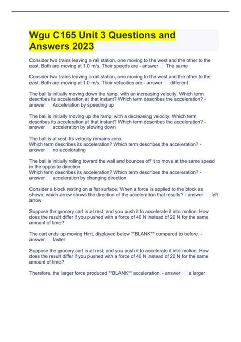 Wgu C165 Unit 3 Questions And Answers 2023 WGU C165 Stuvia US