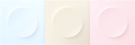 라이트 블루 베이지 색 핑크 서클 프레임 디자인 세트 화장품 디스플레이를 위한 추상적인 사실적인 3d 포디움 장면 복사 공간이 있는 고급 기하학적 배경 의 컬렉션 상단 뷰