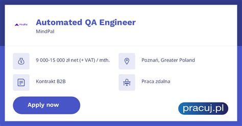 Oferta Pracy Automated Qa Engineer Mindpal Poznań