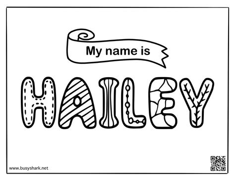 Free Name Hailey Coloring Page Busy Shark