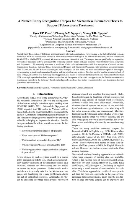 Pdf A Named Entity Recognition Corpus For Vietnamese Biomedical Texts
