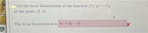 Solved Find The Local Linearization Of The Function