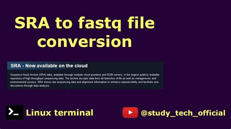 Sra To Fastq File Conversion Sra Toolkit Ncbi Youtube