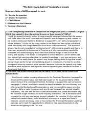 The Gettysburg Address Pdf The Gettysburg Address By Abraham Lincoln Directions Write A