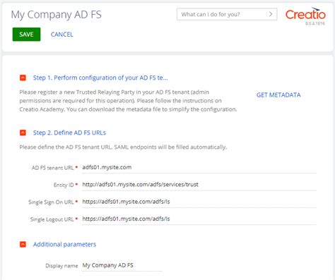 Single Sign On Via Ad Fs Creatio Academy
