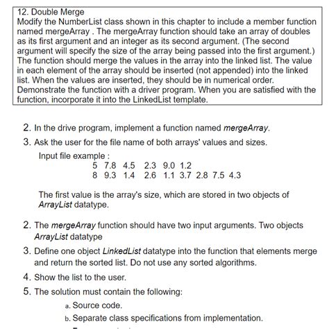 Solved 12 Double Merge Modify The Numberlist Class Shown In