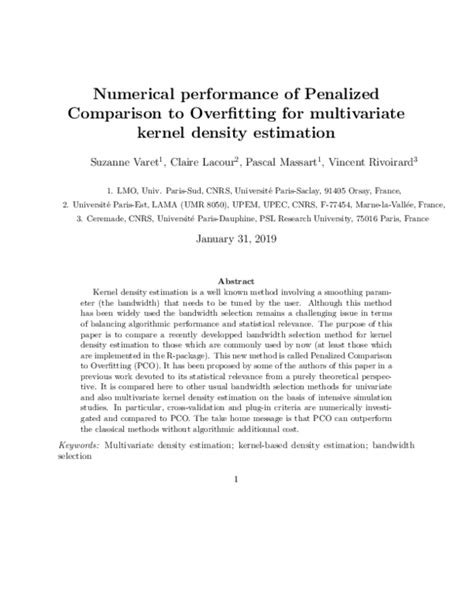 Pdf Numerical Performance Of Penalized Comparison To Overfitting For