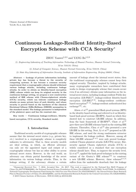 continuous leakage resilient identity based encryption scheme with cca