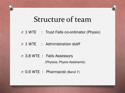 Ppt Structure Of Team O 1 Wte Trust Falls Co Ordinator Physio O