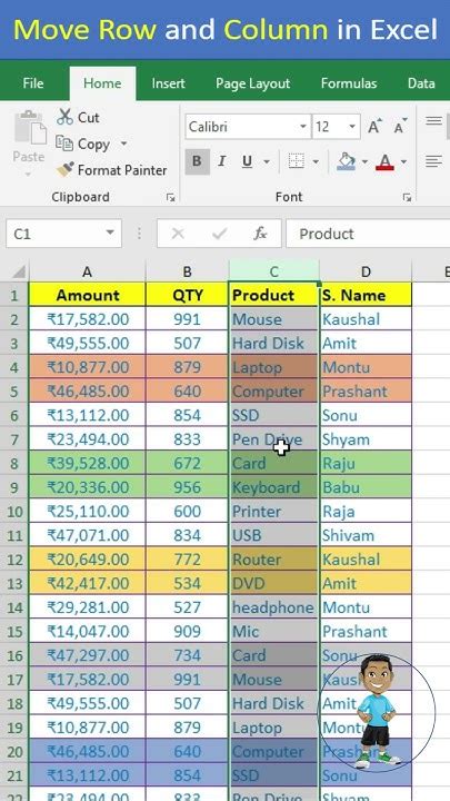 Move Row And Column In Excel Excel Exceltips Exceltutorial Msexcel Shorts Microsoftexcel