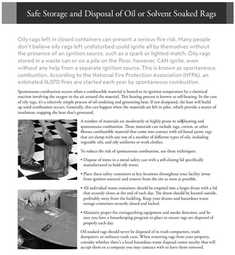 Safe Storage And Disposal Of Oil Or Solvent Soaked Rags Infographic