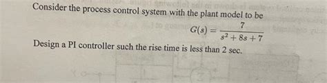 Solved Consider The Process Control System With The Plant Chegg