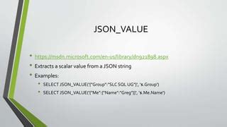 Sql Server 2016 And JSON PPT