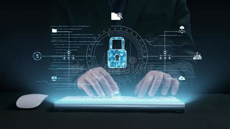 Person Typing On A Keyboard With Digital Lock And Cybersecurity Icons