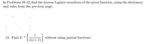 Solved In Problems Find The Inverse Laplace Transform Chegg