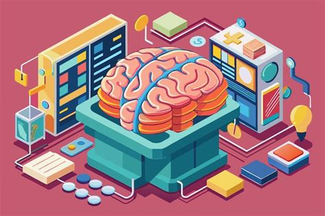 Premium Vector A Customizable Isometric Illustration Showing A Brain
