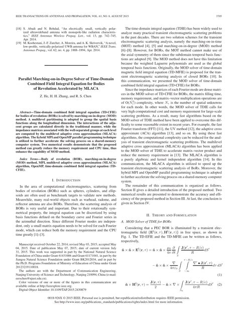 Pdf Parallel Marching On In Degree Solver Of Time Domain Combined Field Integral Equation For