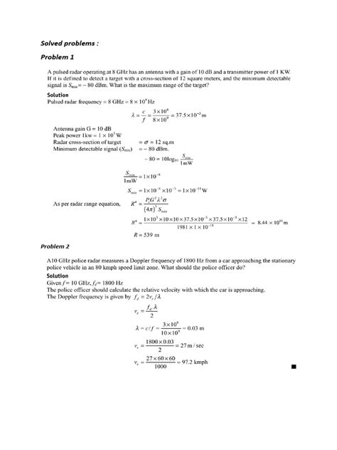 Solved Problems Radar Pdf