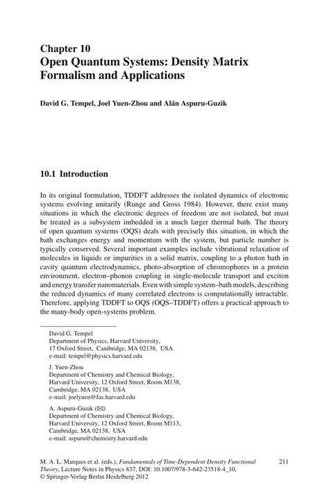 Pdf Open Quantum Systems Density Matrix Formalism And Applications