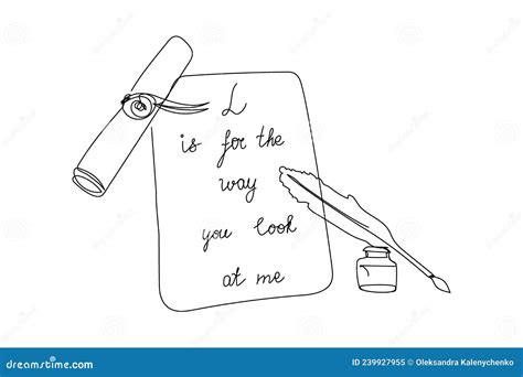 Valentines Day Continuous Line Drawing One Line Art Of English Hand